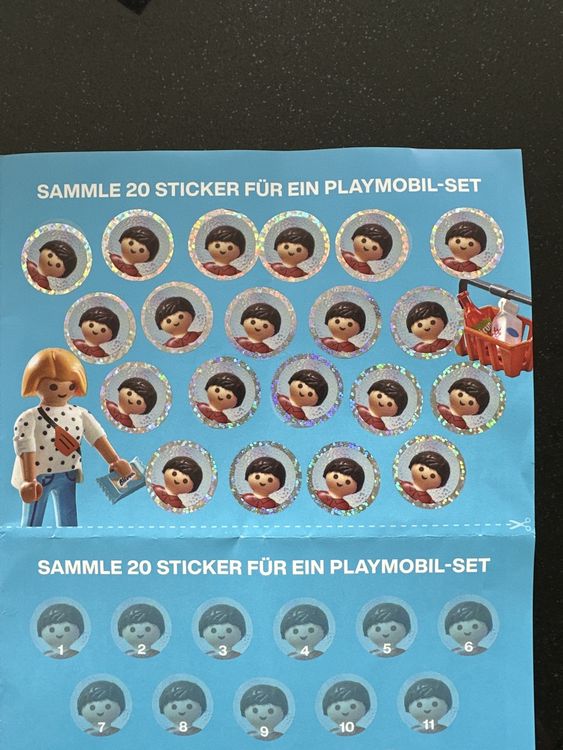 Migros Playmobil Mania Sticker - 1 volle Karte (20 Sticker) (Neu (gemäss Beschreibung)) in ...