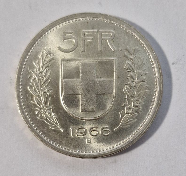 5 Franken 1966 Schweiz Silber (Gebraucht) in Mitlödi für CHF 16 – mit Lieferung auf Ricardo kaufen