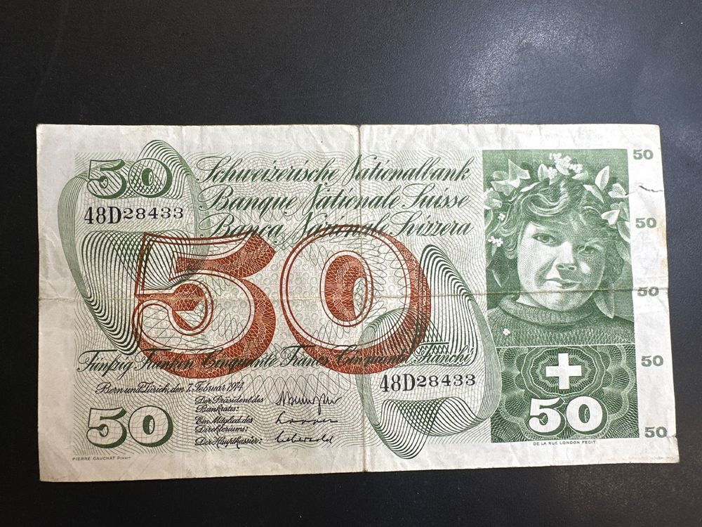 50 Fr.-Note Schweiz 1974 (D'occasion) à pour CHF 11 – avec livraison ...