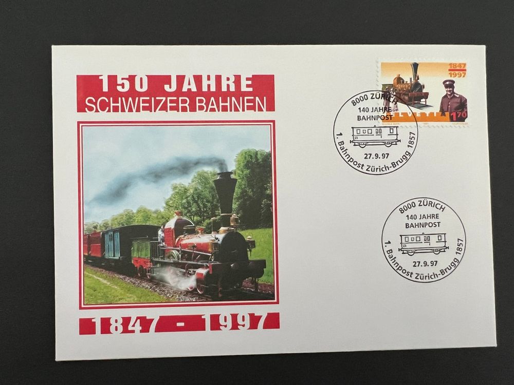 150 Jahre Schweizer Bahnen 1997 Sonderbrief gest. (E1443) (Gebraucht) in Hinwil für CHF 1 – mit ...