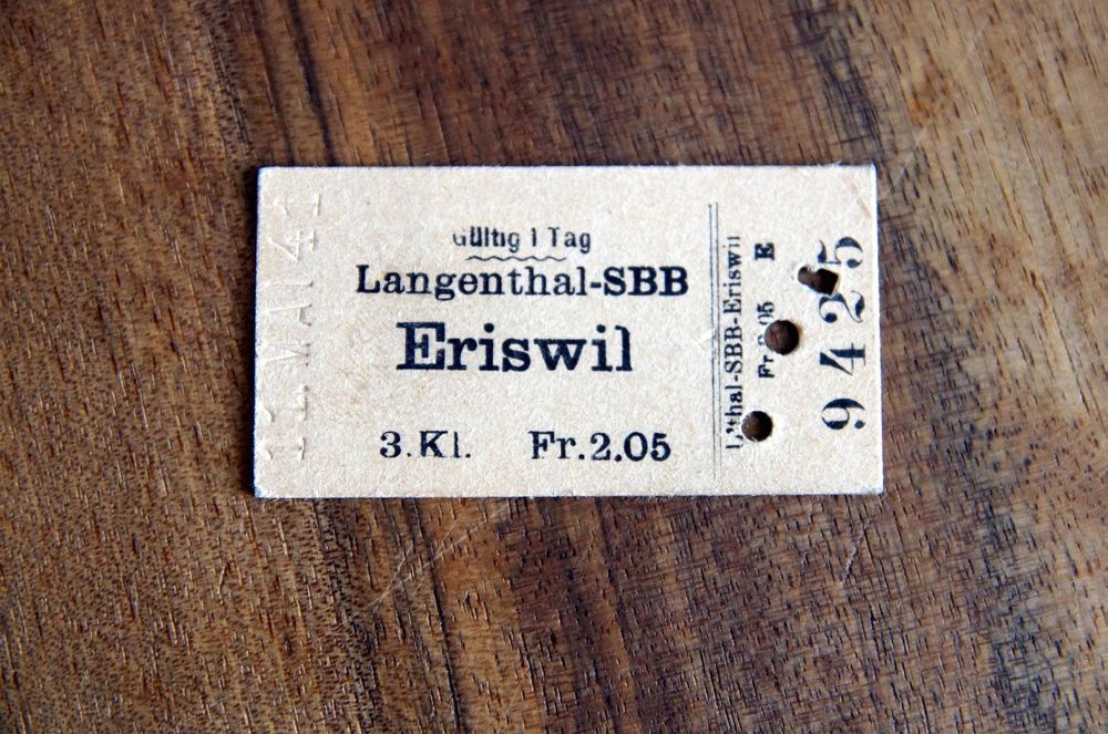 SBB - Billet 3. Kl. - Langenthal-Eriswil (Gebraucht) in Schönenwerd für CHF 19 – mit Lieferung ...