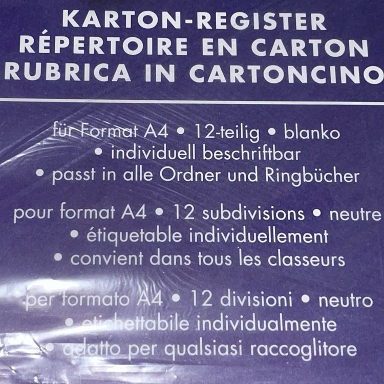 Ordner Register 12er - Kartonregister - A4 - NEU (Neu und ...