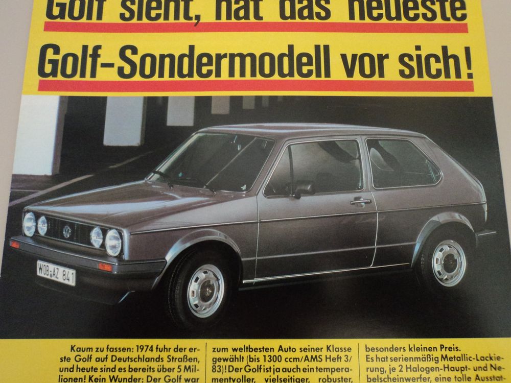 Prospekt VW Volkswagen Golf GX MK1 Sondermodell 1983 (Gebraucht) in für ...