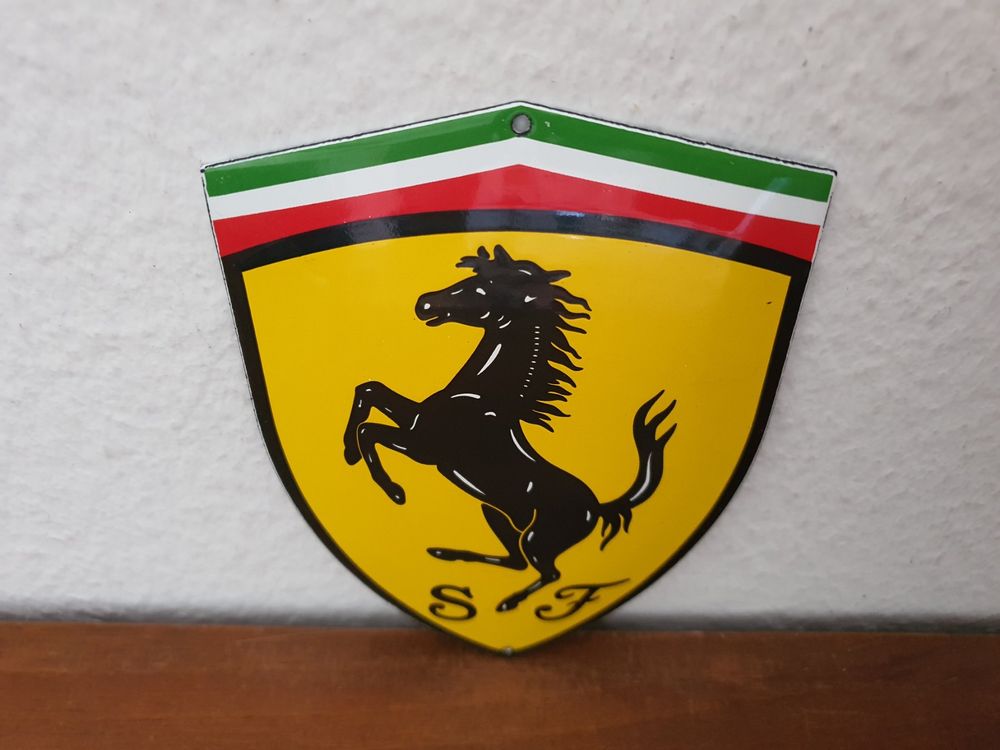 Emailschild Ferrari Wappen Logo Italy Emaille Schild Reklame | Kaufen ...
