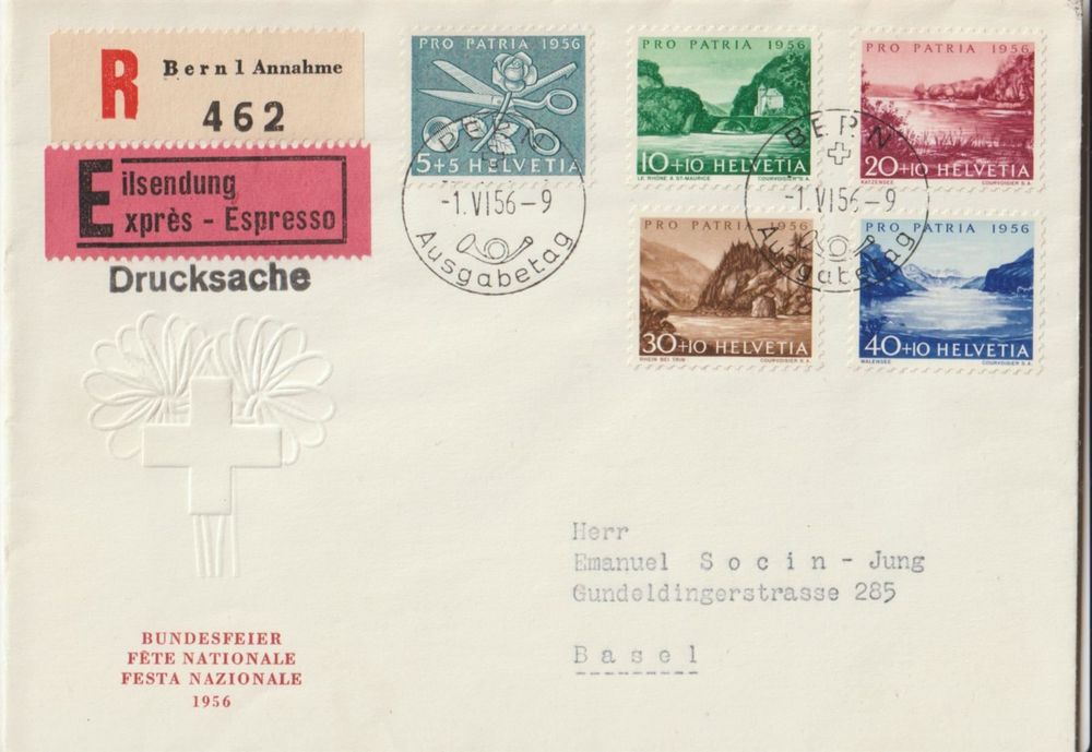 FDC Pro Patria 1956 R Express (Gebraucht) in Biel/Bienne für CHF 4 – mit Lieferung auf Ricardo ...