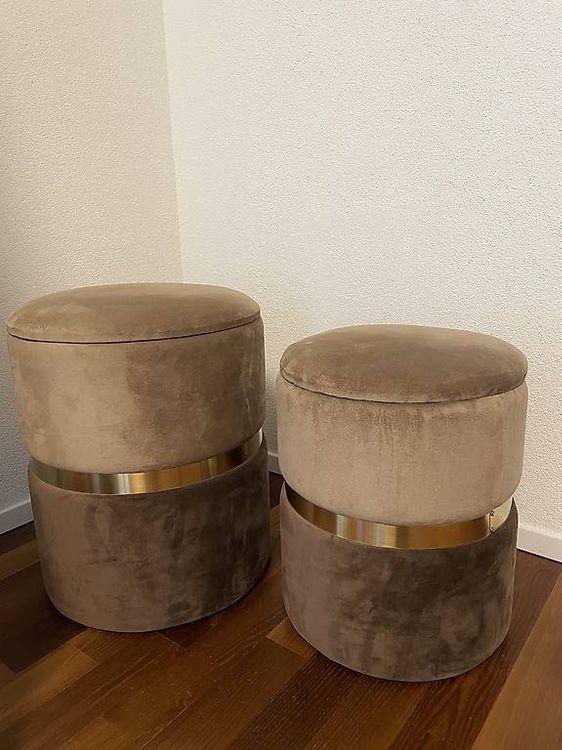 2er Set Hocker/Pouf braun | Kaufen auf Ricardo