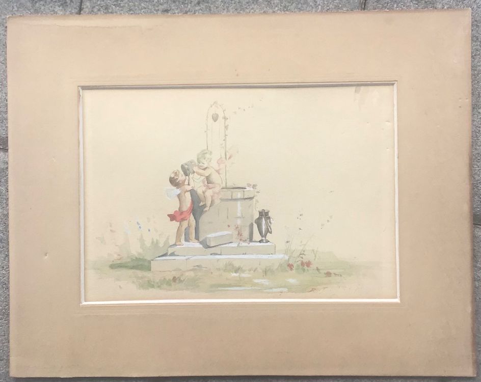Antike Aquarell von 2 Putten By Brunne (Gebraucht) in Root für CHF 5 – mit Lieferung auf Ricardo ...