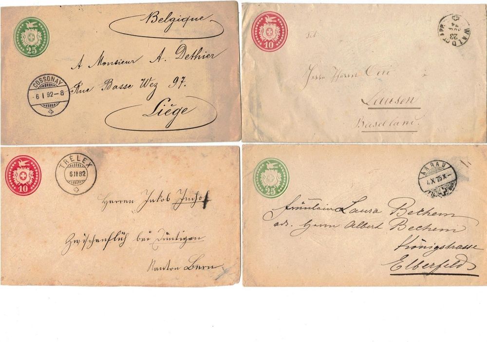 CH 4x Brief Umschlag - o um 1880 - #1 (Gebraucht) in Hägglingen für CHF ...