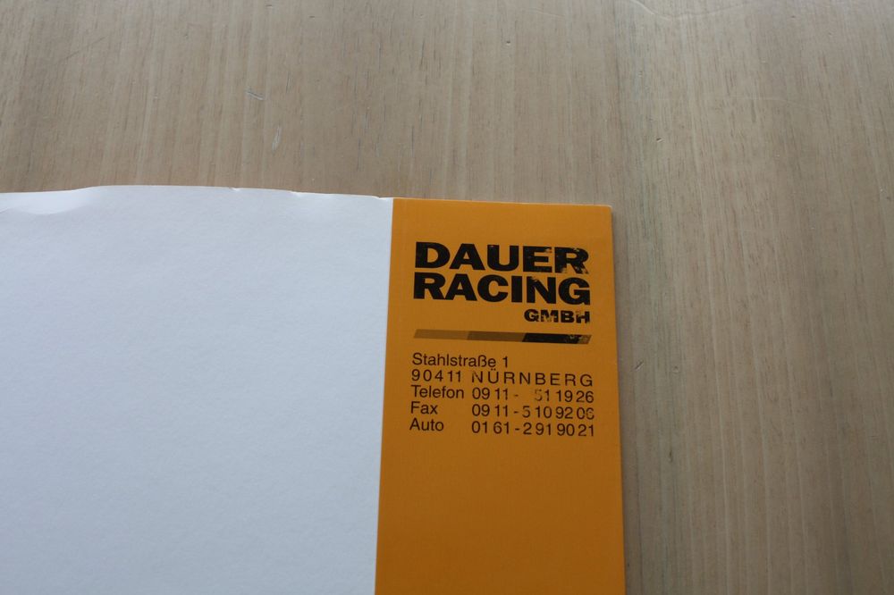 Dauer Racing Pressemappe IAA 1993 962 Le Mans (Gebraucht) in Wikon für ...