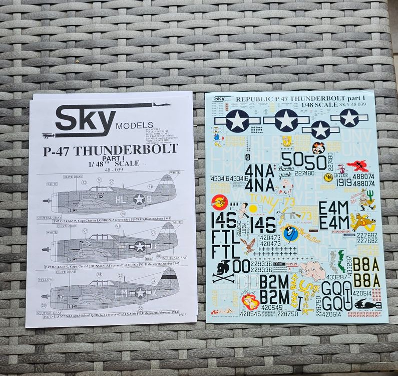 Seltenes Decal-Set "P-47 Thunderbolt Part I" 1:48 (Neu (gemäss ...
