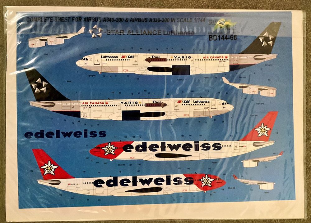 1/144 Decals Airbus A330/A340 Swiss Edelweiss Lufthansa | Kaufen auf ...