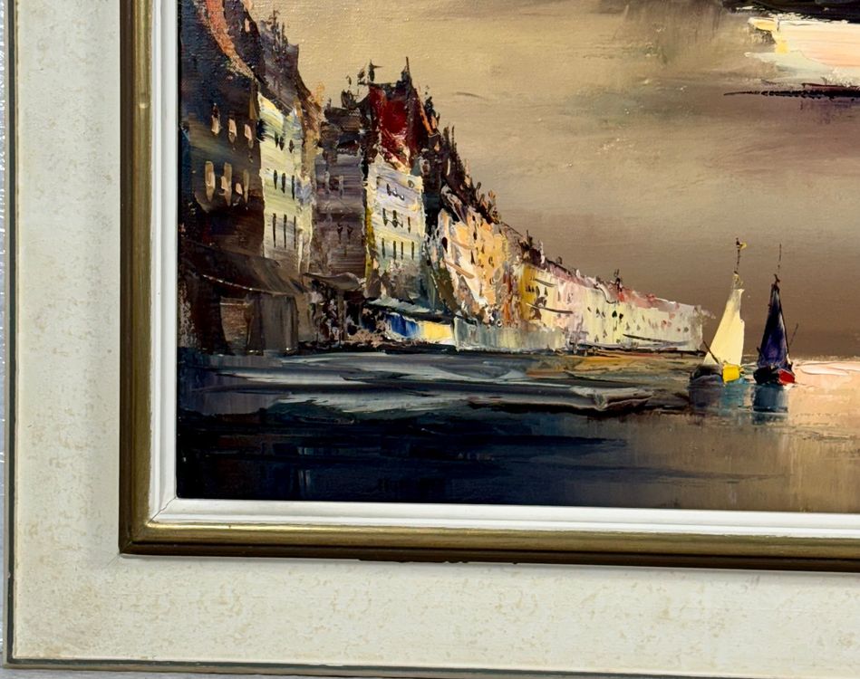 Ölgemälde mit Schiffen im Mondschein Unleserlich Signiert | Acheter sur Ricardo