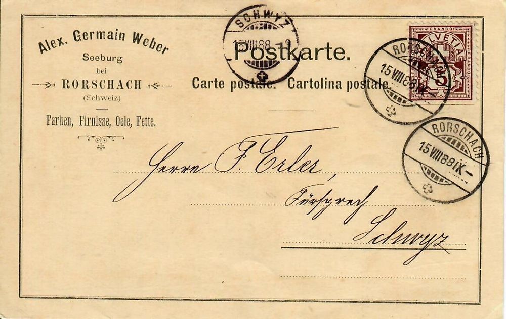 PK, Alex Germain Weber Seeburg bei Rorschach 1888 (Gebraucht) in Hochdorf für CHF 8 – mit ...