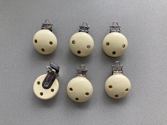 Schnuller-/Nuggiketten Clip Holz beige (6 Stück) (Neu (gemäss ...