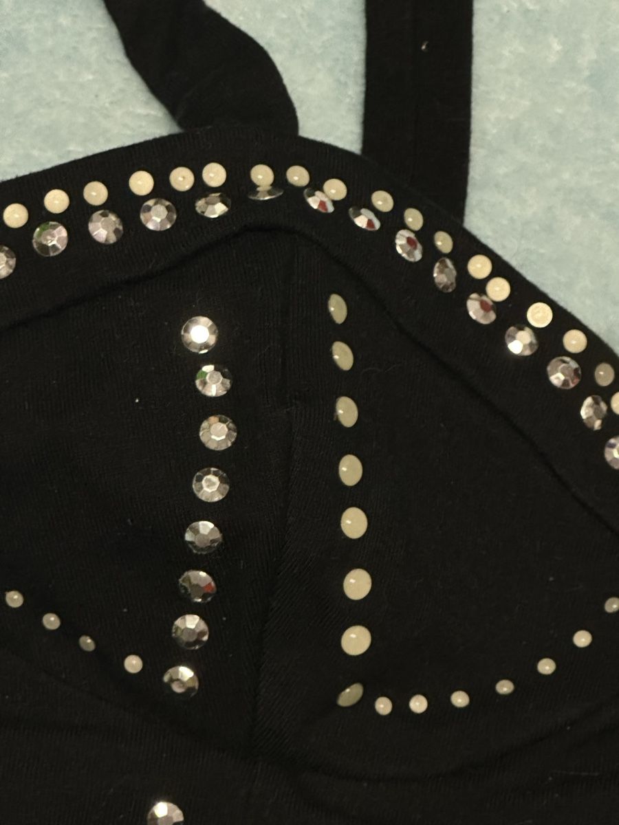 Rhinestone Black Crop Top Emo Gothic (Gebraucht) in Zofingen für CHF 10 ...