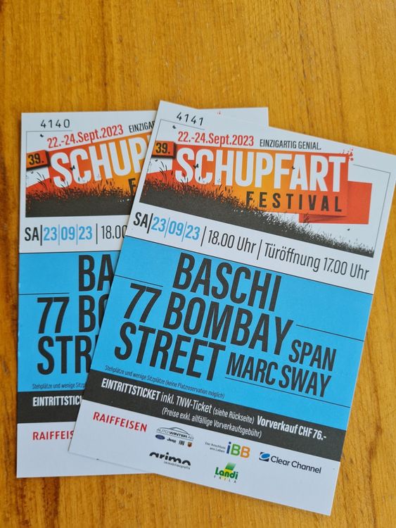 Tickets Schupfart-Festival (Neu und originalverpackt) in Rheinfelden ...