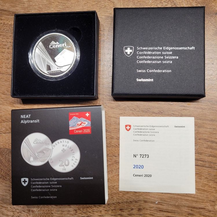 Silbermünze Eröffnung Ceneri-Basistunnel (Neu und originalverpackt) in Boll für CHF 80 – mit ...