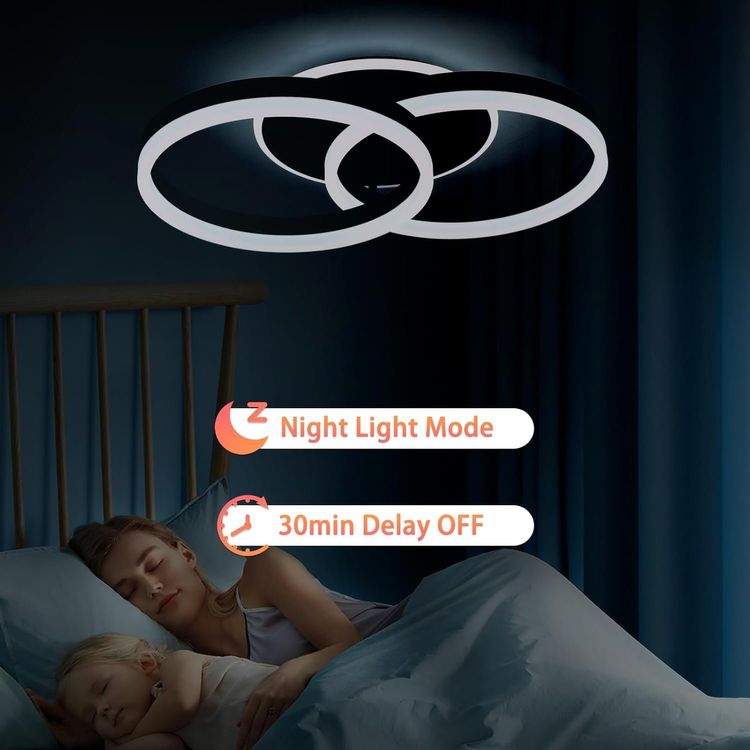 LED Deckenlampe Dimmbar 50 cm Schwarz 2-Ringe Design (Neu und ...