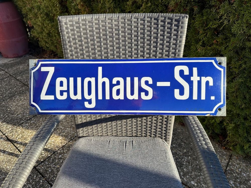 Zeughaus-Str. / Zürich, Emailschild gewölbt, Metall Zug 1921 (Gebraucht ...