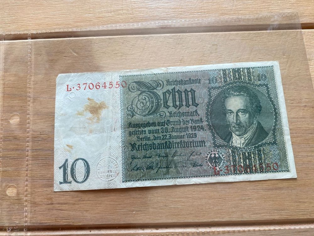 10 Reichsmark 1929 Reichsbanknote deutsches Reich (Gebraucht) in ...