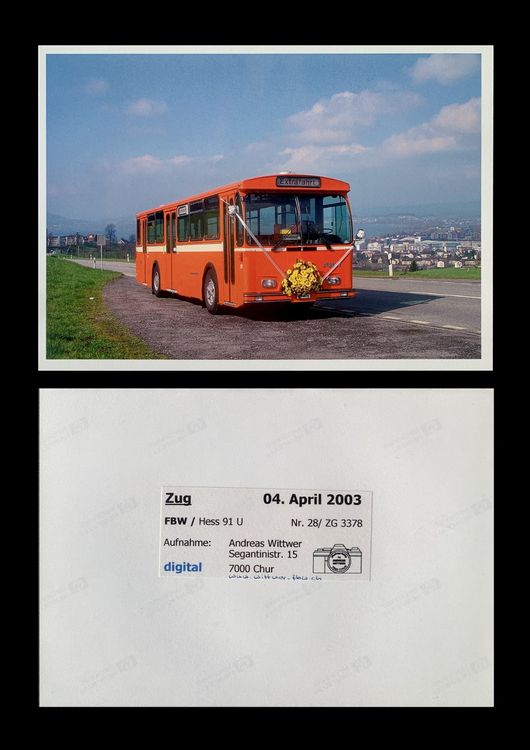 Zug Allenwinden ZVB Bus FBW Hess 91U HP Foto Ausdruck A5 (Neu (gemäss ...