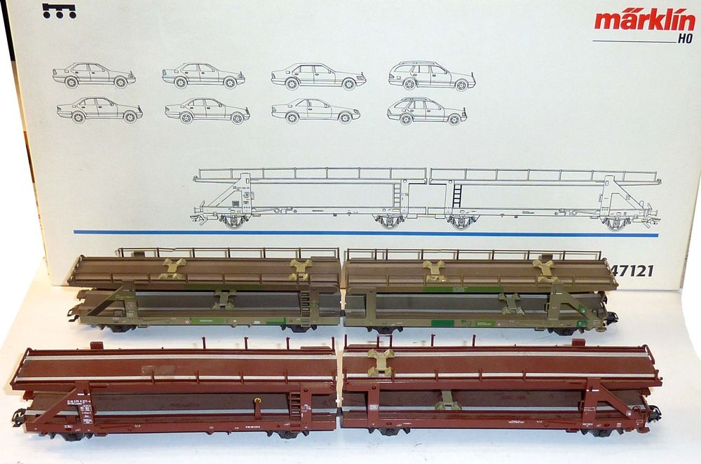 Märklin 4712 + 47121 Doppel-Autotransportwagen 2er Set H0 (Defekt) in ...
