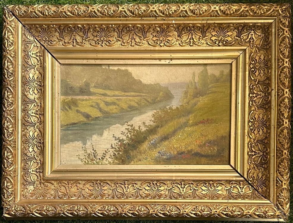 Antike Fluss Szene Gemälde Unl.Sign | Kaufen auf Ricardo