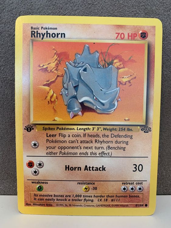 61/64 *1.Edition Rhyhorn Rihorn ENG Pokemon Jungle | Kaufen auf Ricardo