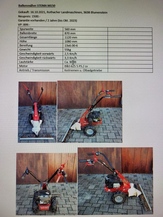 Stema M150 Balkenmäher | Kaufen auf Ricardo