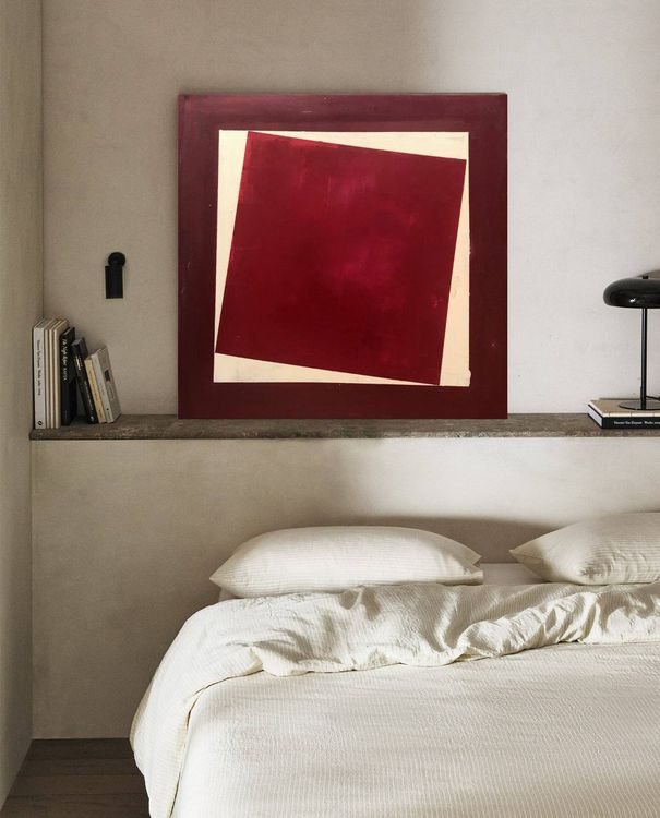 ABSTRAKT NACH MALEVICH BILD ROT BEIGE WEIß QUADRAT 80 x 80 | Kaufen auf ...