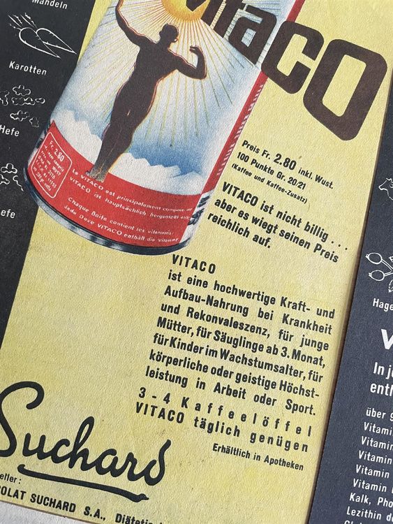 Vitaco Suchard - 4 alte Werbungen / Publicités 1945 & 1946 | Kaufen auf Ricardo