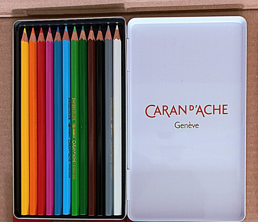 Original CARAN D'ACHE Buntstifte Swisscolor, 12er Metalletui (Neu und ...
