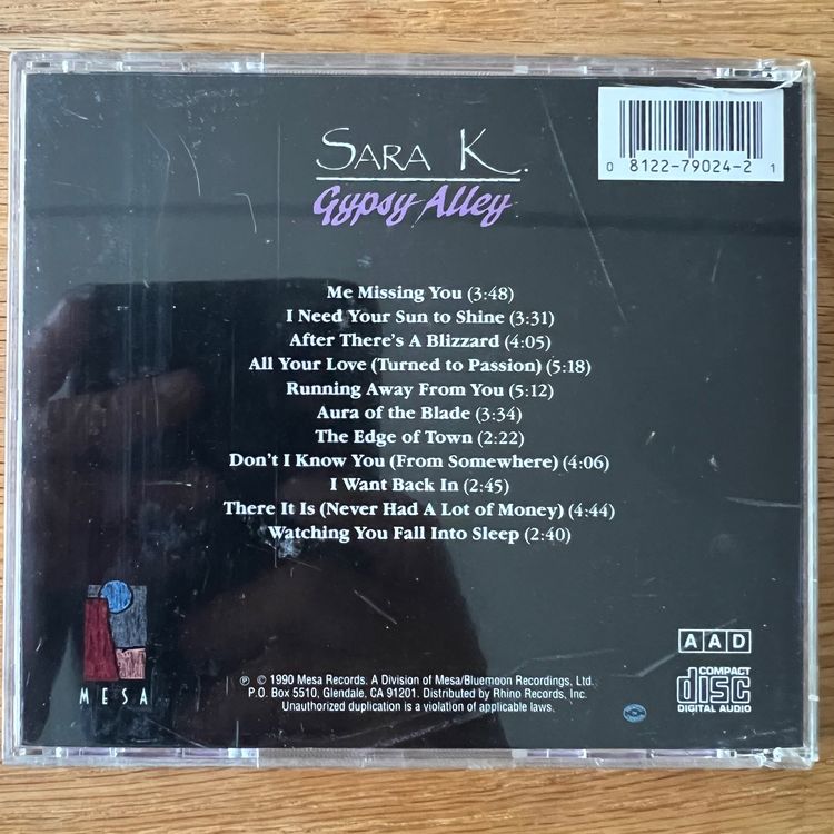Sara K. - Gypsy Alley / CD - 1. US-Press. 1990 (Gebraucht) in Gais für ...