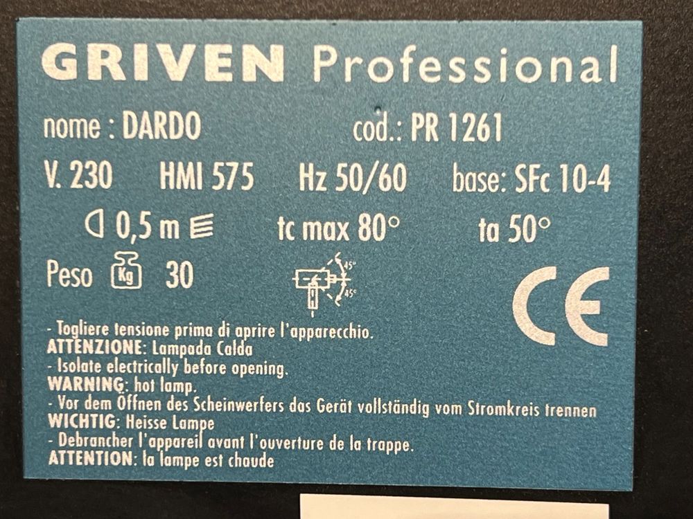 Verfolger-Scheinwerfer GRIVEN Pro Dardo 575 | Kaufen auf Ricardo