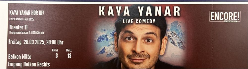 Kaya Yanar Zürich „Hör uf“ Freitag 28.03.2025 (Neu (gemäss Beschreibung ...