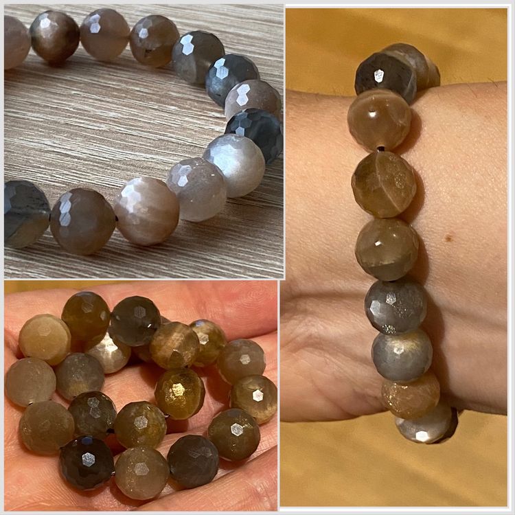 Armband mit facettierten Mondsteine/Sonnensteine Mix (Neu und ...
