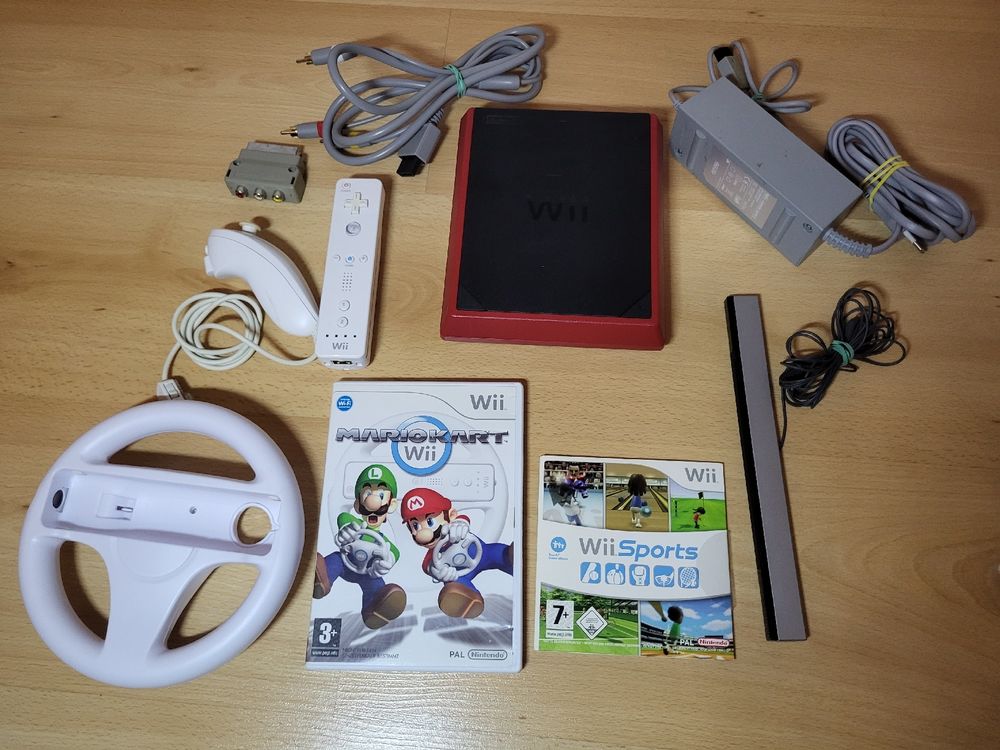 Console Nintendo Wii mini Rouge, Mario Kart + Wii Sports! (D'occasion ...