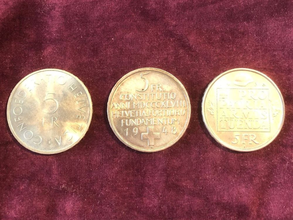 3 Gedenkmünzen CHF 5.00, Jg. 1936/1948/1963 | Kaufen auf Ricardo