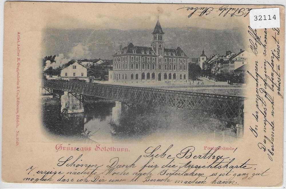 Gruss aus Solothurn - Postgebäude 1898 (Antik) in Ettingen für CHF 4 ...
