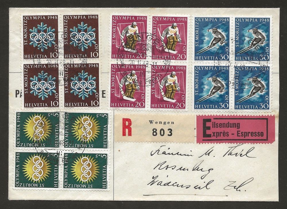 1948 Eil- & R-Brief v S.Moritz n Wädensw (Gebraucht) in Arlesheim für ...