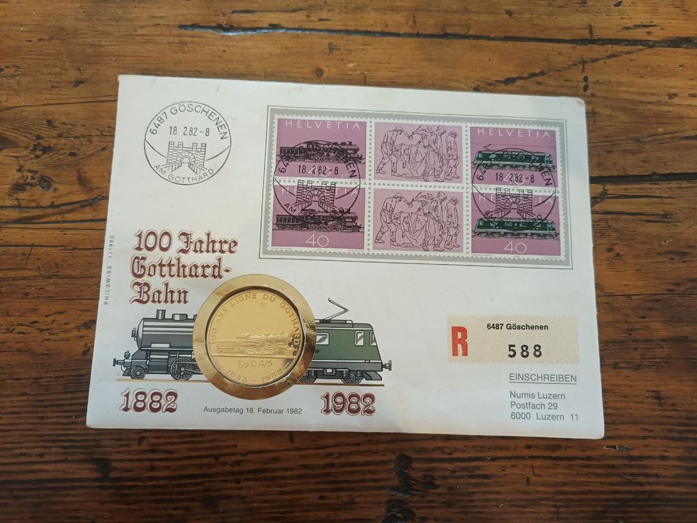 Numisbrief "100 Jahre Gotthard-Bahn 1882 - 1982" - Silber | Kaufen auf Ricardo