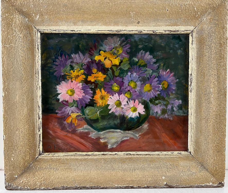 Sehr Alte Hinterglasmalerei Stillleben Gemälde Signiert. | Kaufen auf Ricardo