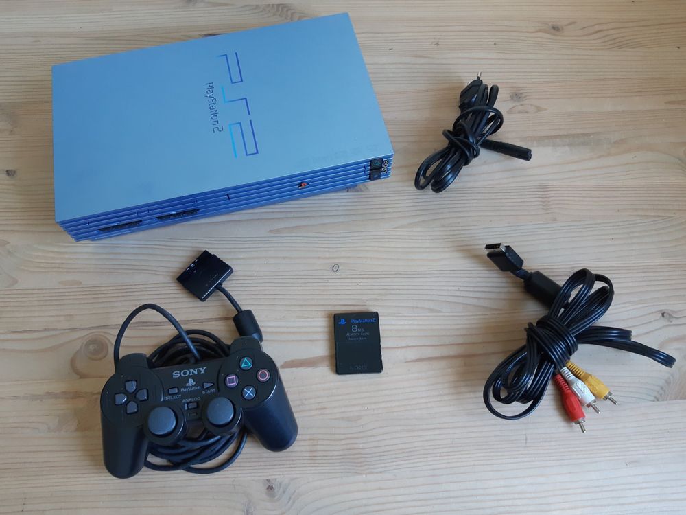 SONY Playstation 2 PS2 Aqua Blue Blau mit Zubehör | Kaufen auf Ricardo