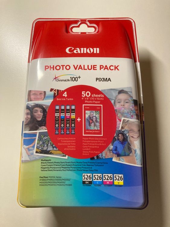 Original Canon CLI-526 C/M/Y/BK Photo Value Pack - 4er-Pack (Neu und ...