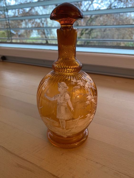 Jugendstil Öl/Essig Karaffe Schneemalerei Kristall um 1900 | Kaufen auf ...