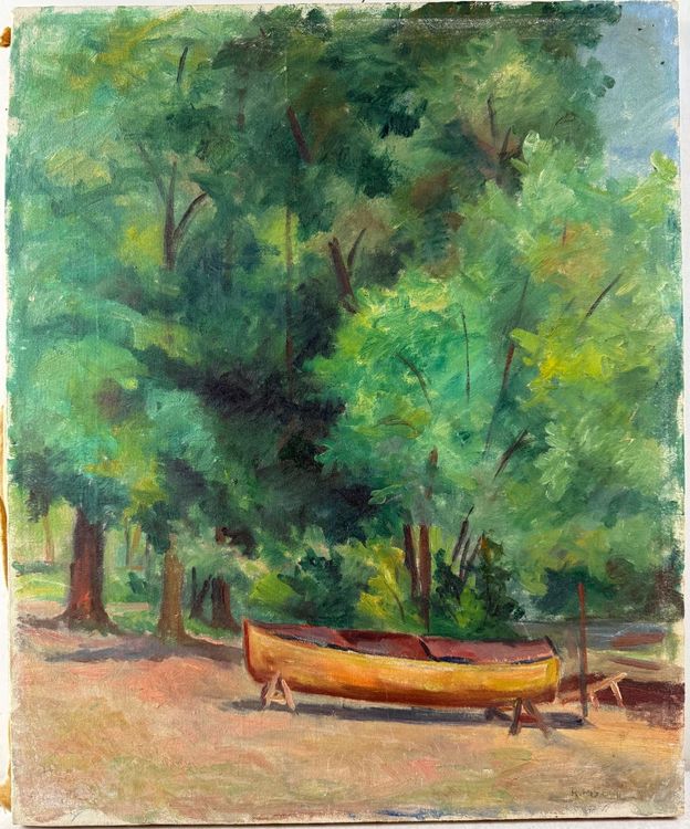 Ölgemälde "Kanu am Ufer" signiert R. Pitzschler ? (Gebraucht) in Neuhausen am Rheinfall für CHF ...