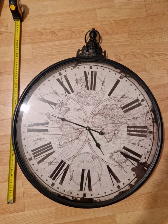 Grosse Wanduhr (ca. 60x60,) Weltkarte Vintage Shabby Chic (Gebraucht) in Wetzikon ZH für CHF 15 ...