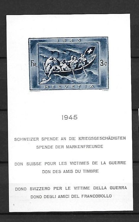 Block 1945 mit Falzreste W21 Kat: CHF 100.- (Neu (gemäss Beschreibung)) in Basel für CHF 11 ...