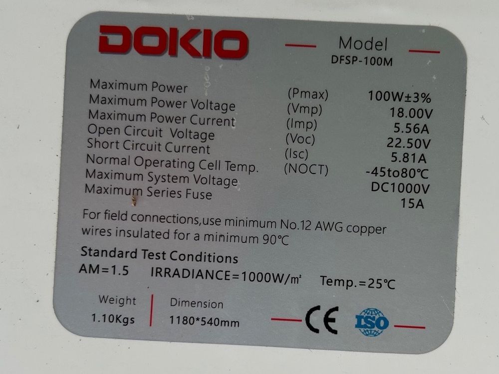 Dokio 18V 100W Flexibles Solarmodul Monokristallin | Kaufen auf Ricardo