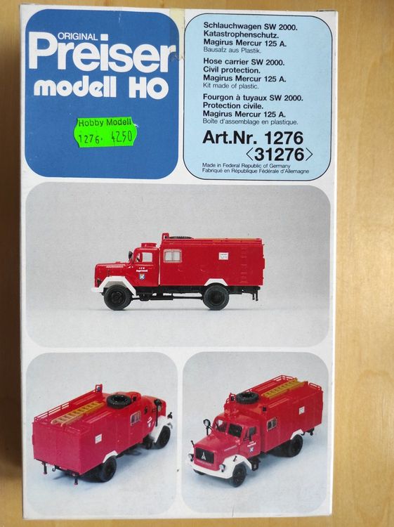 Schlauchwagen SW 2000, Katastrophenschutz,Magirus,Preiser H0 (Neu und ...